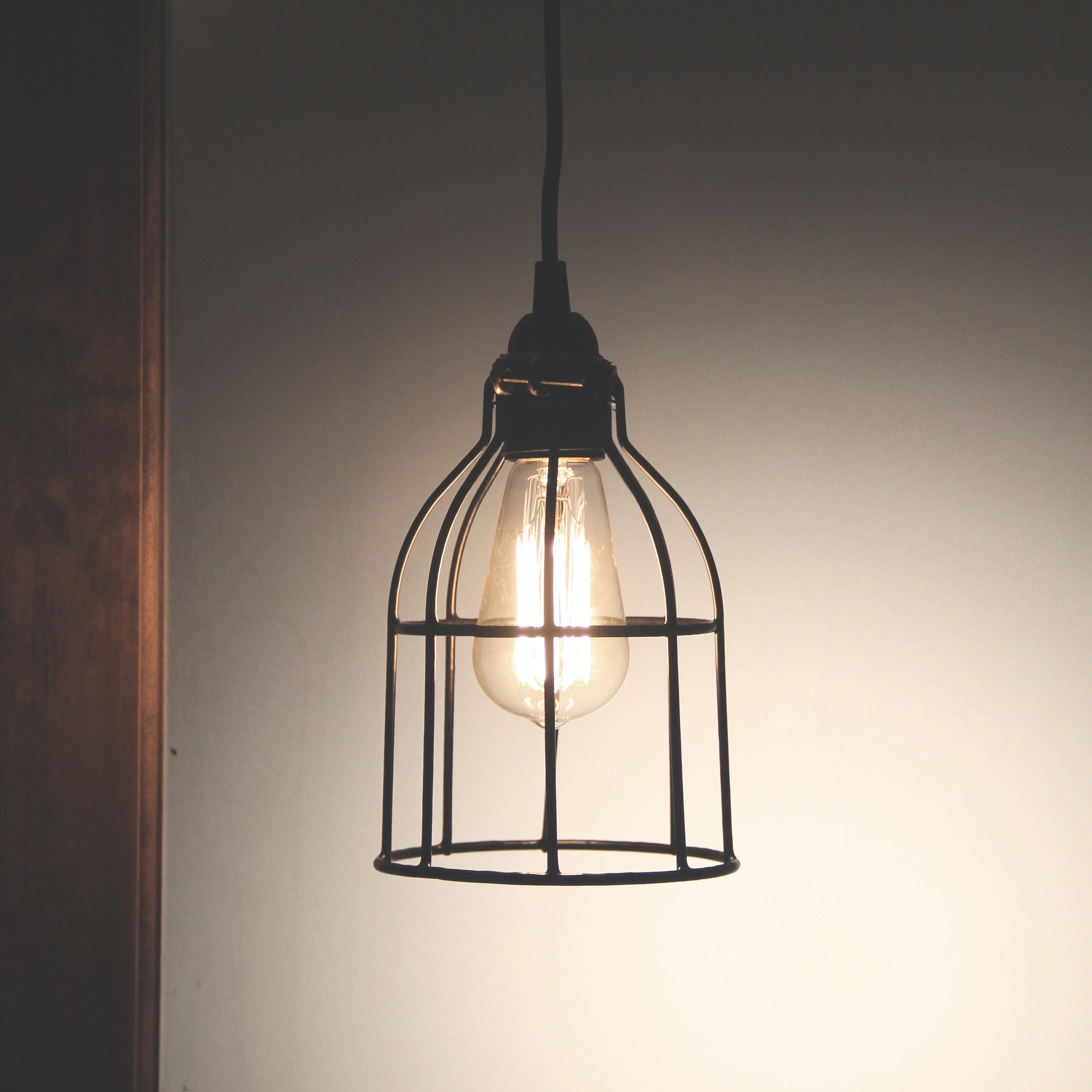 Rustic State Lamp Curved Light Cage Metal Lamp Shade Black | Etsy