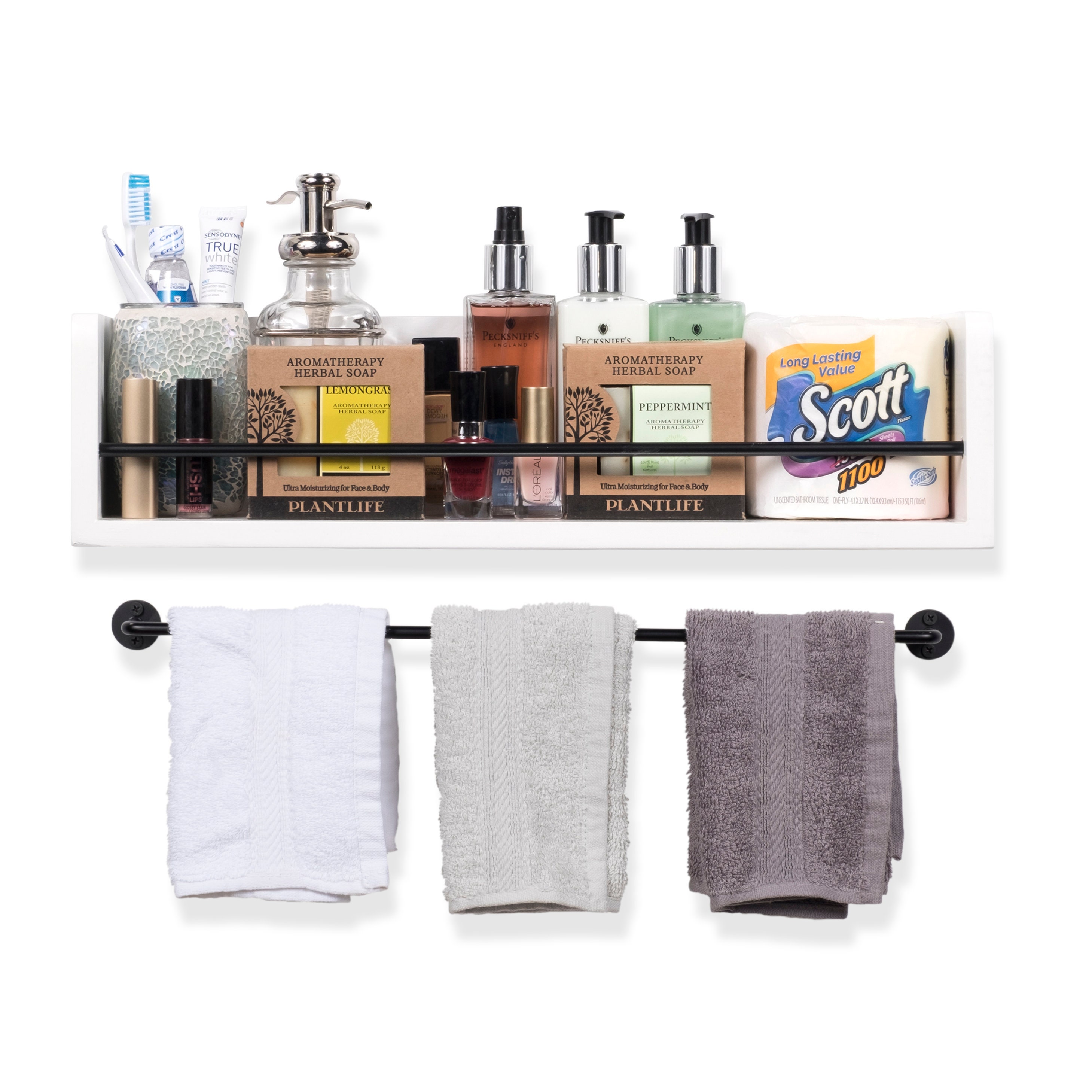 Rustic State William Wall Mount Bathroom Shelf Solid Wood With - Etsy