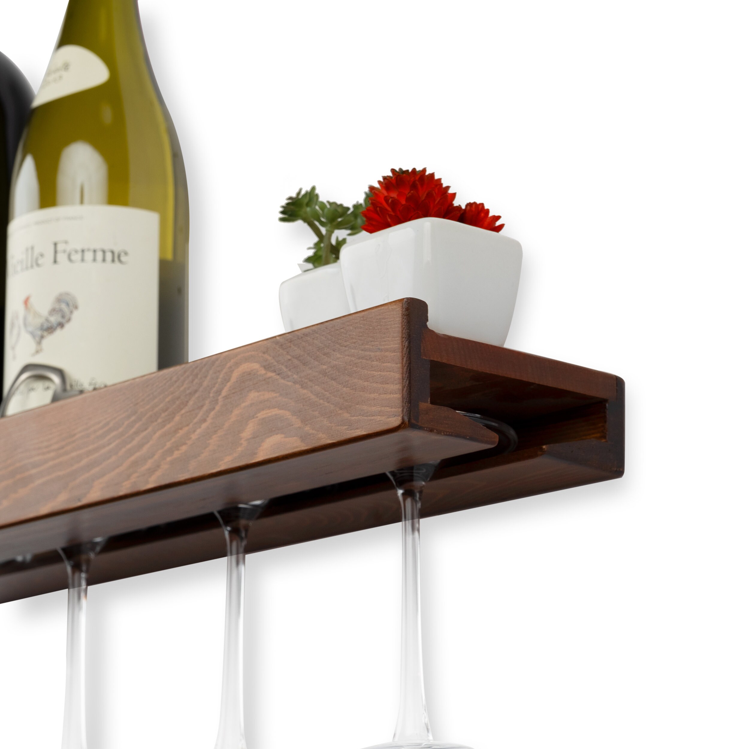 Rustic State Smith Wall Mounted Wood Wine Bottle and Wine - Etsy