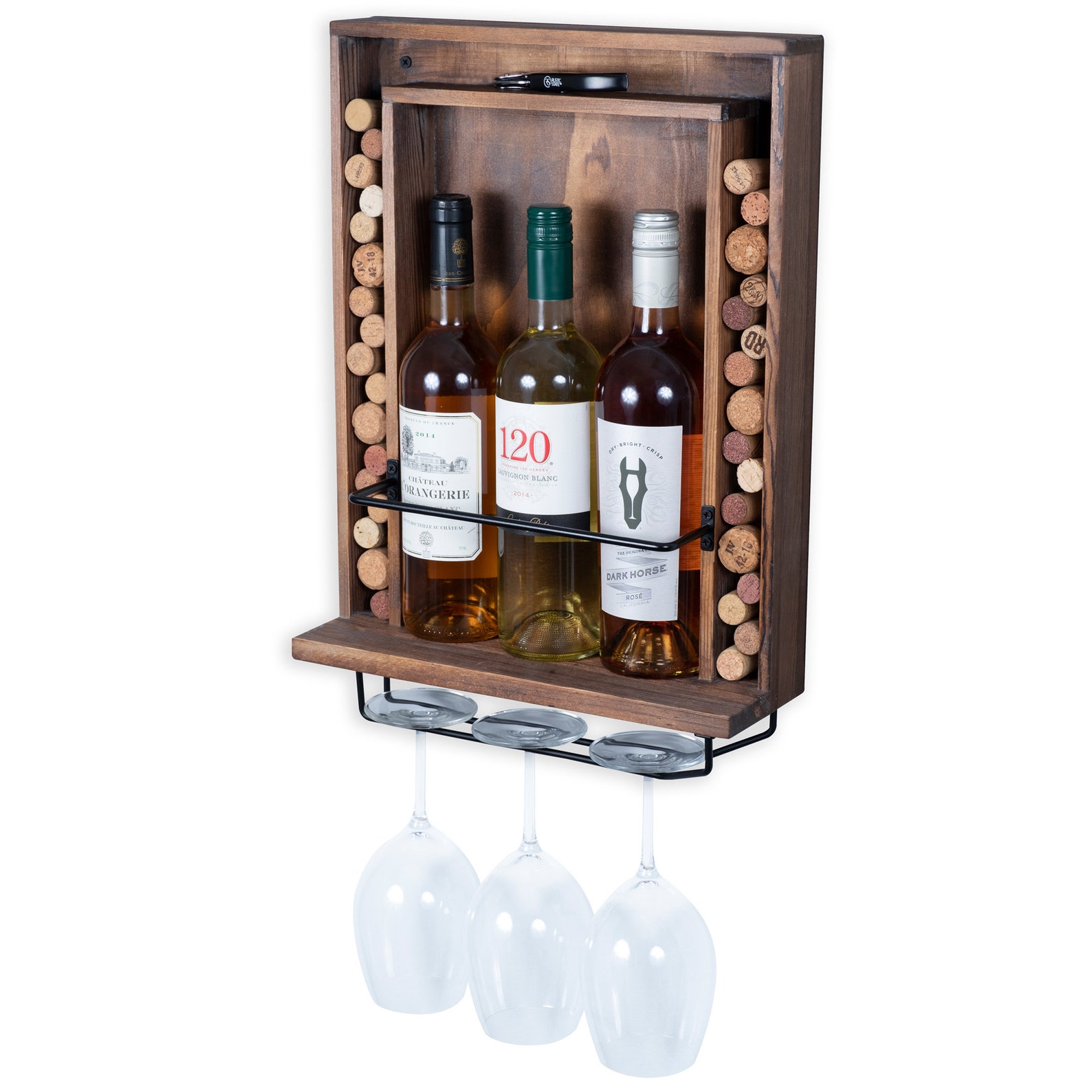 Rustic State Kayra Wall Mounted Wine Rack Box With Glass - Etsy