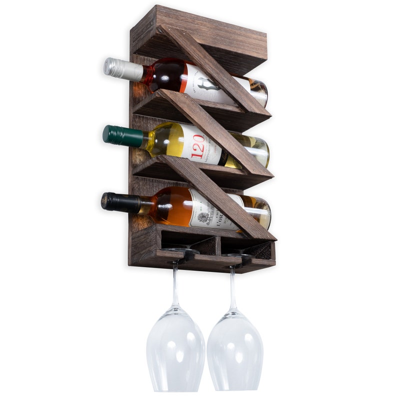 Rustic State Rioja Wall Mounted Wine Rack With Stemware Glass - Etsy