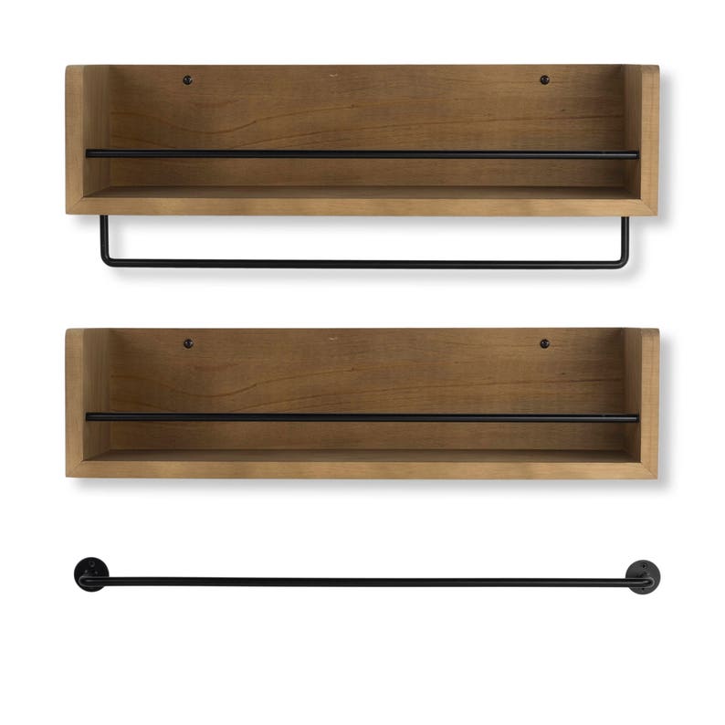 Rustic State Wall Mount Wooden Kitchen Rack Metal Towel Rail - Etsy Canada