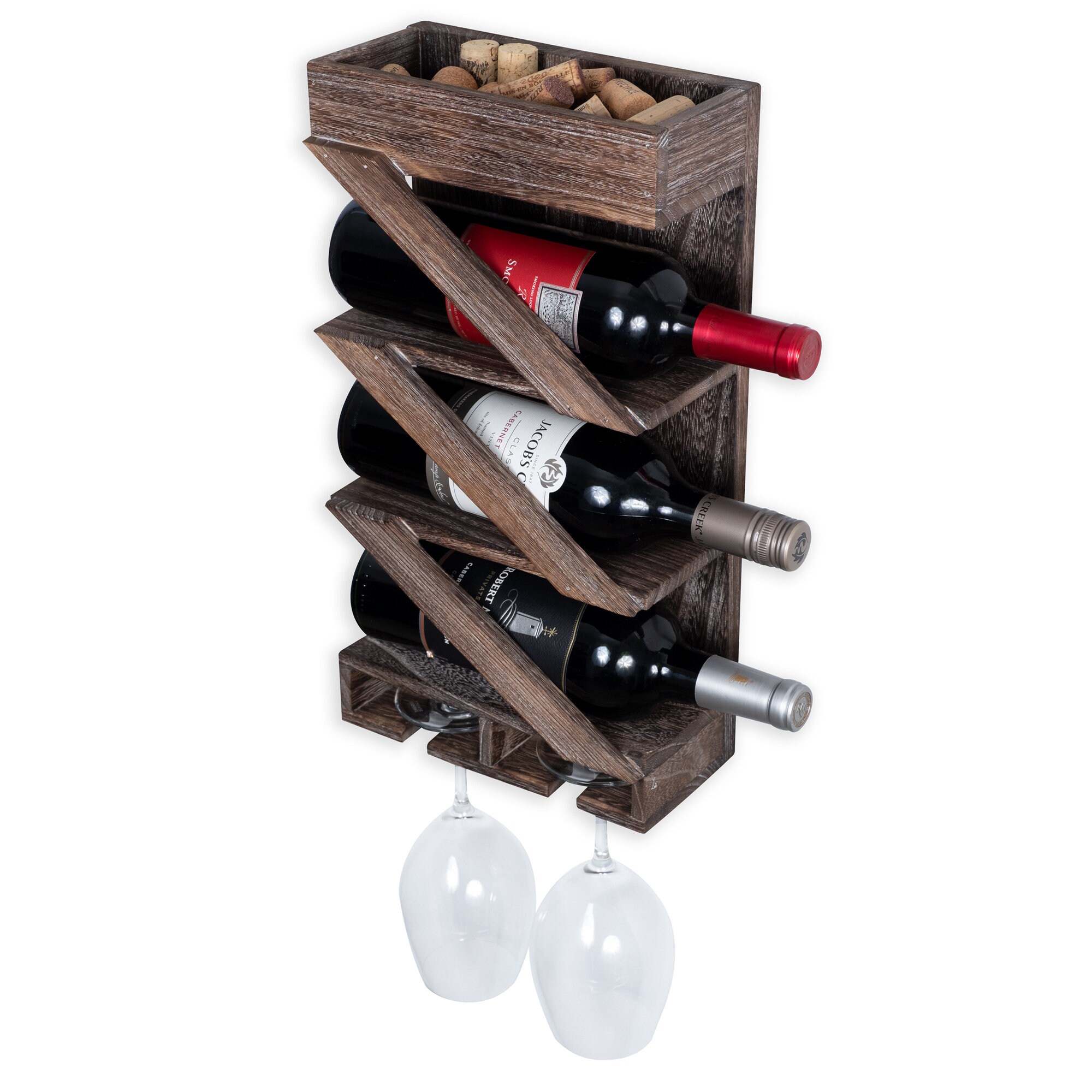Rustic State Rioja Wall Mounted Wine Rack With Stemware Glass - Etsy
