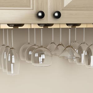 Under Cabinet Hanging Stemware Rack Set With Easy Installation Stickers ...