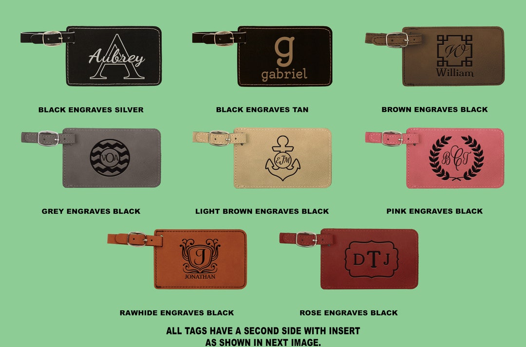 Personalized Custom Laser Engraved Faux Leather Luggage Tags ...