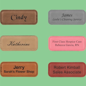 Leatherette Faux Leather Name Tag Badge - Available in Oval and ...