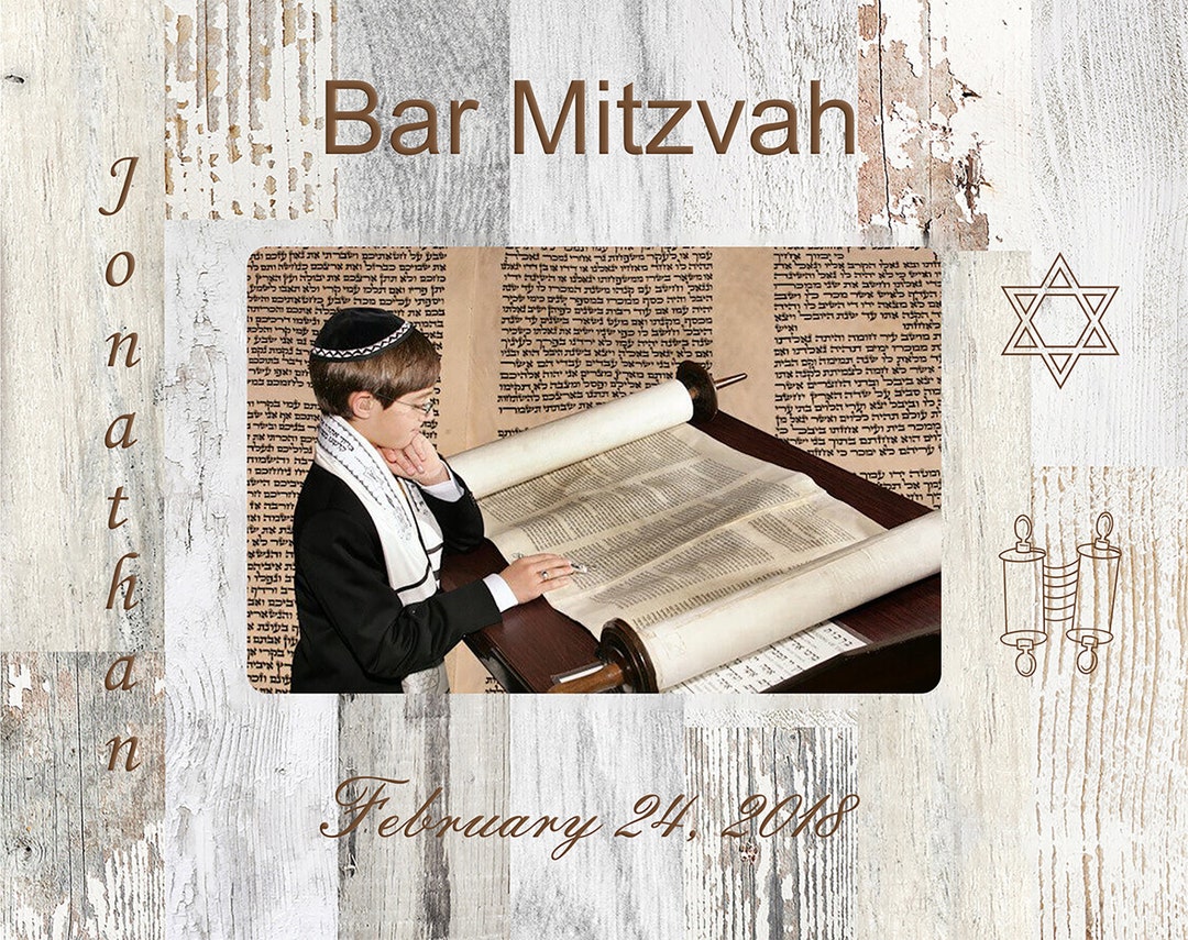 Personalized Bar Mitzvah Gift Custom Engraved Faux Barnwood Picture ...