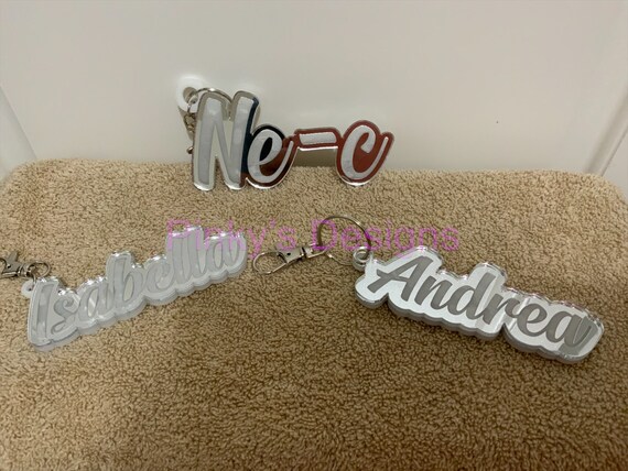 Silver Mirrored Acrylic Keychains | Etsy