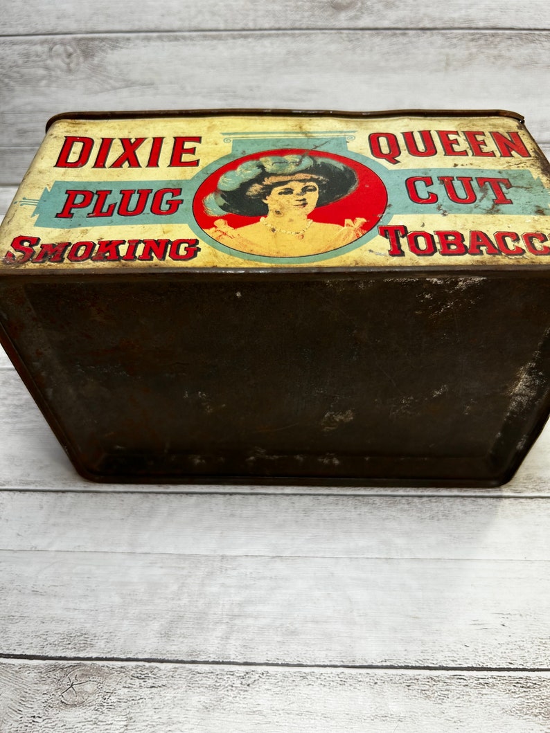 Antique 1900s Dixie Queen Plug Cut Smoking Tobacco Tin Lunch Box/child ...