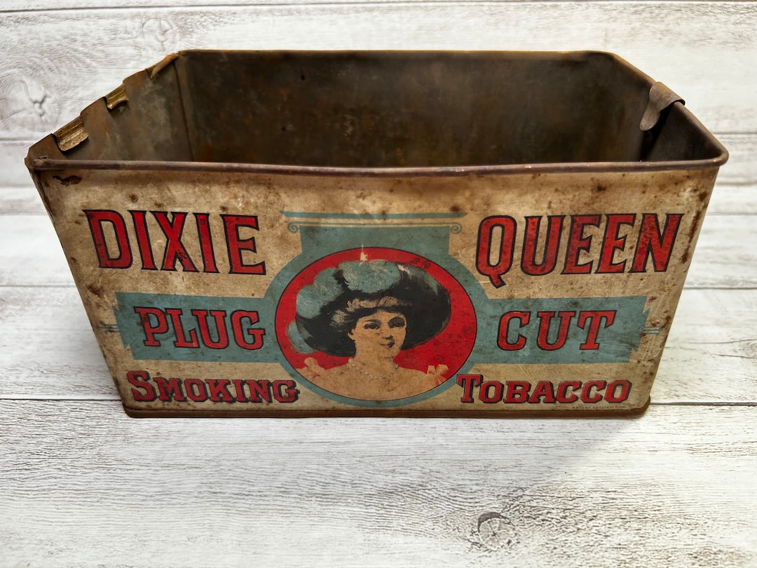 Antique 1900s Dixie Queen Plug Cut Smoking Tobacco Tin Lunch Box/child Size - Etsy