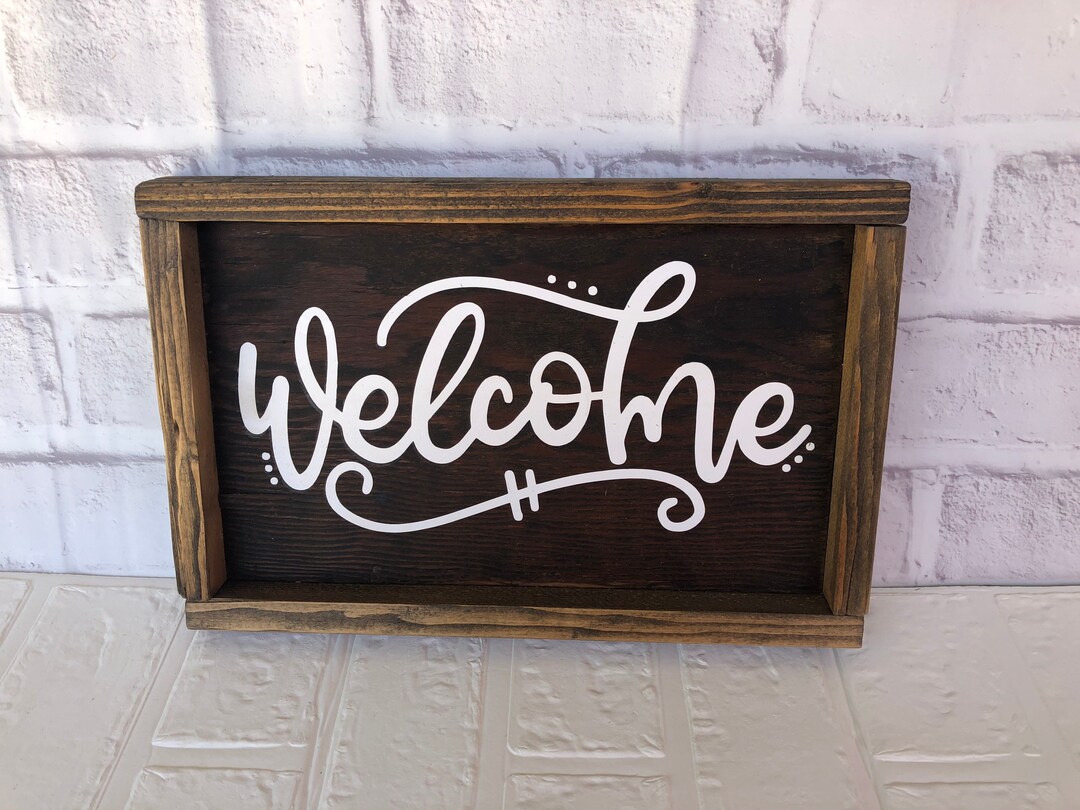 Rustic Barn Wood Welcome Sign With Wood Frame Border - Etsy