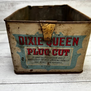 Antique 1900s Dixie Queen Plug Cut Smoking Tobacco Tin Lunch Box/child ...