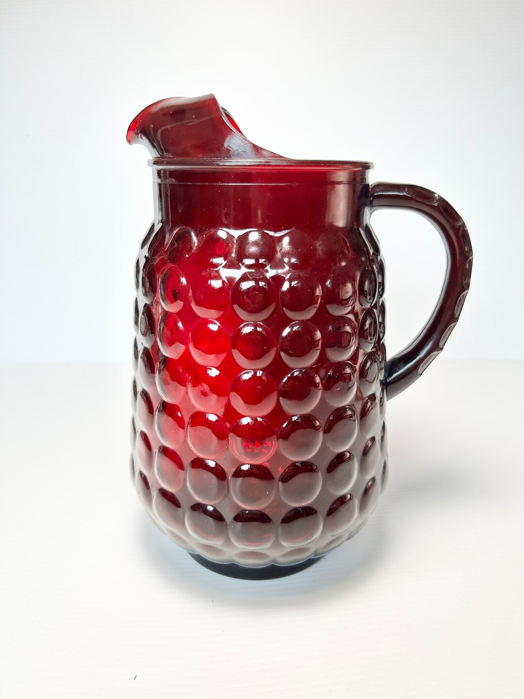 Vintage Anchor Hocking Red Provincial Bubble Glass Pitcher | 64 Oz. - Etsy