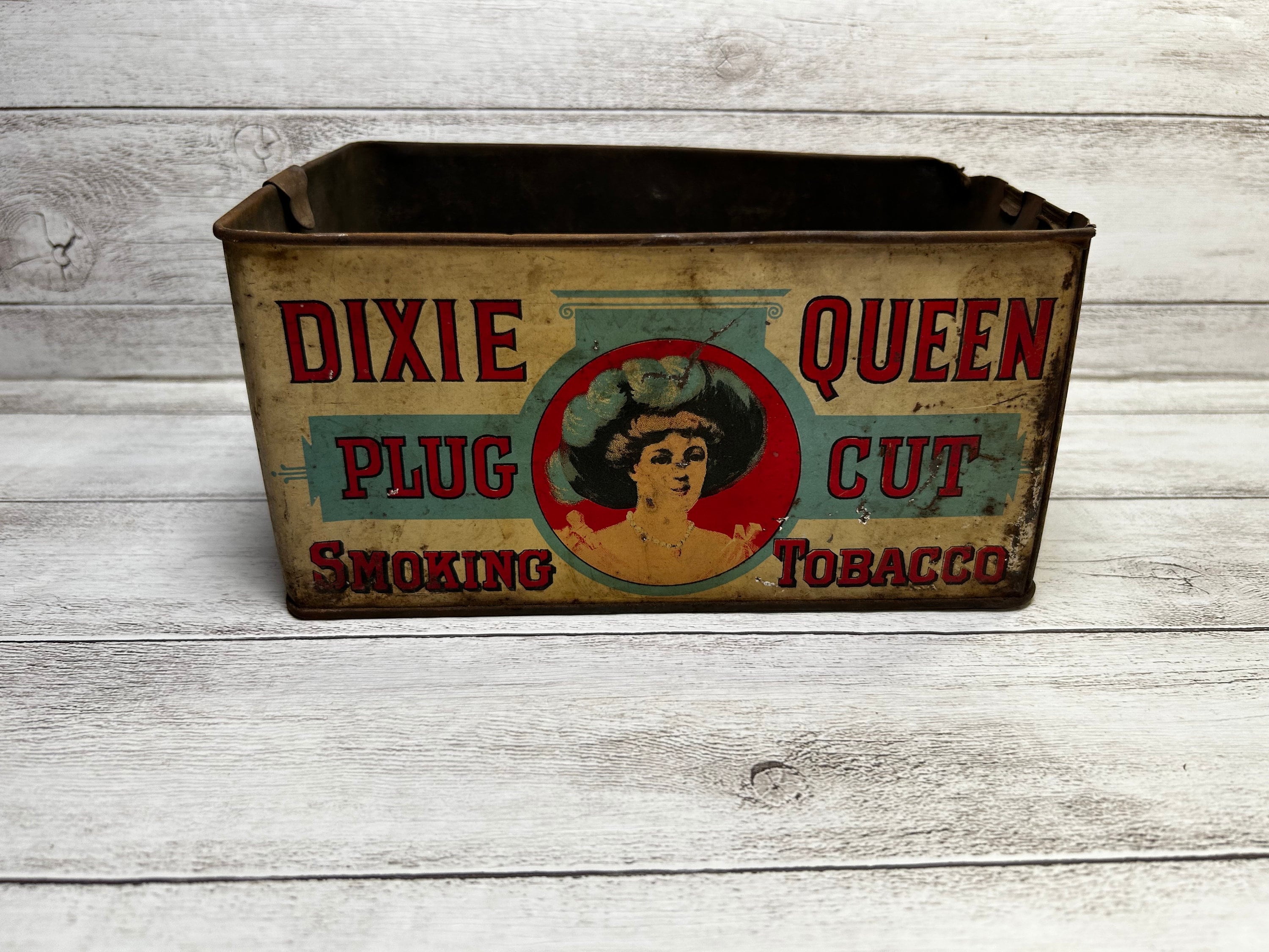Antique 1900s Dixie Queen Plug Cut Smoking Tobacco Tin Lunch Box/child ...