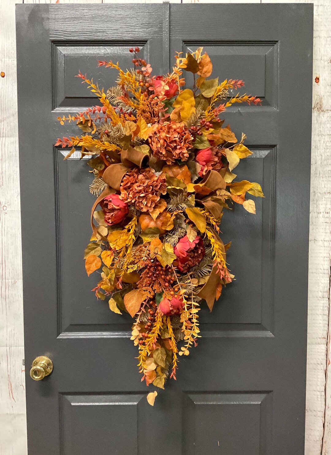 Large Fall Door Swag, Double Door Autumn Teardrop Swags, Fall ...