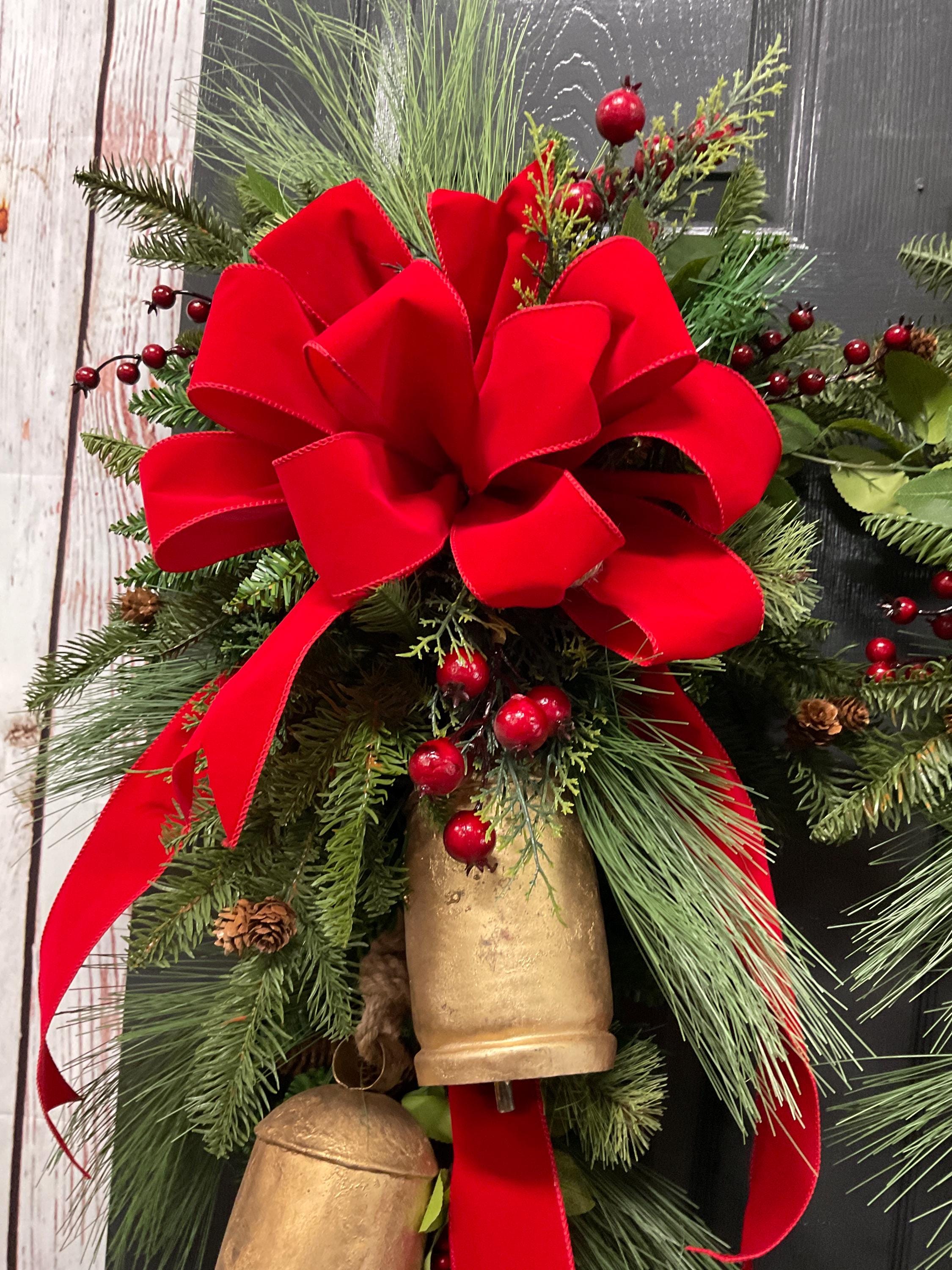 Set of Two Christmas Pine Swags, Traditional Christmas, Christmas Bell ...
