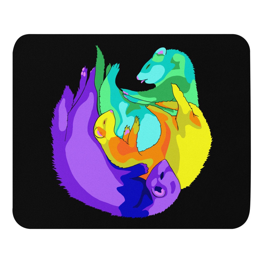 Ferret Cuddle Puddle Colorful Art Print Mouse Pad Gift - Etsy
