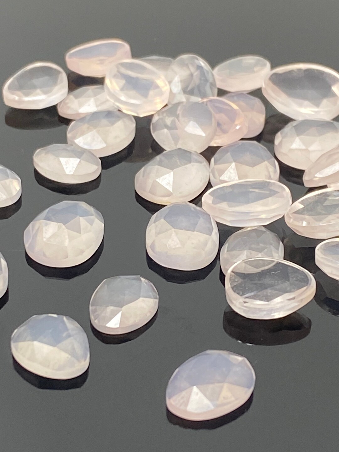 10 Pcs Natural Rose Quartz Rosecuts Cabochons, Loose Gemstones, Rose ...