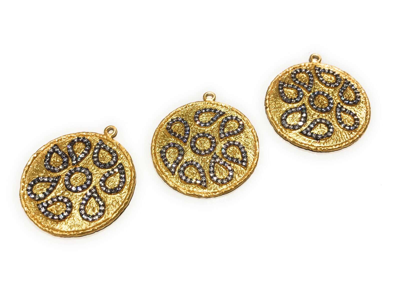 Gold Charms Large Charms Disc Charm Jewelry Supplies CZ - Etsy