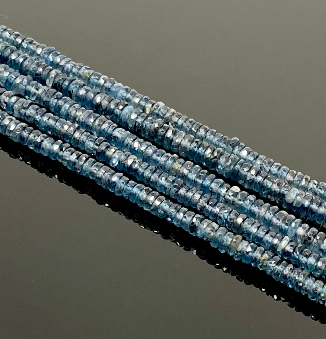 14” Rare Kyanite Gemstone Beads, Natural Indigo Kyanite Faceted Heishi ...
