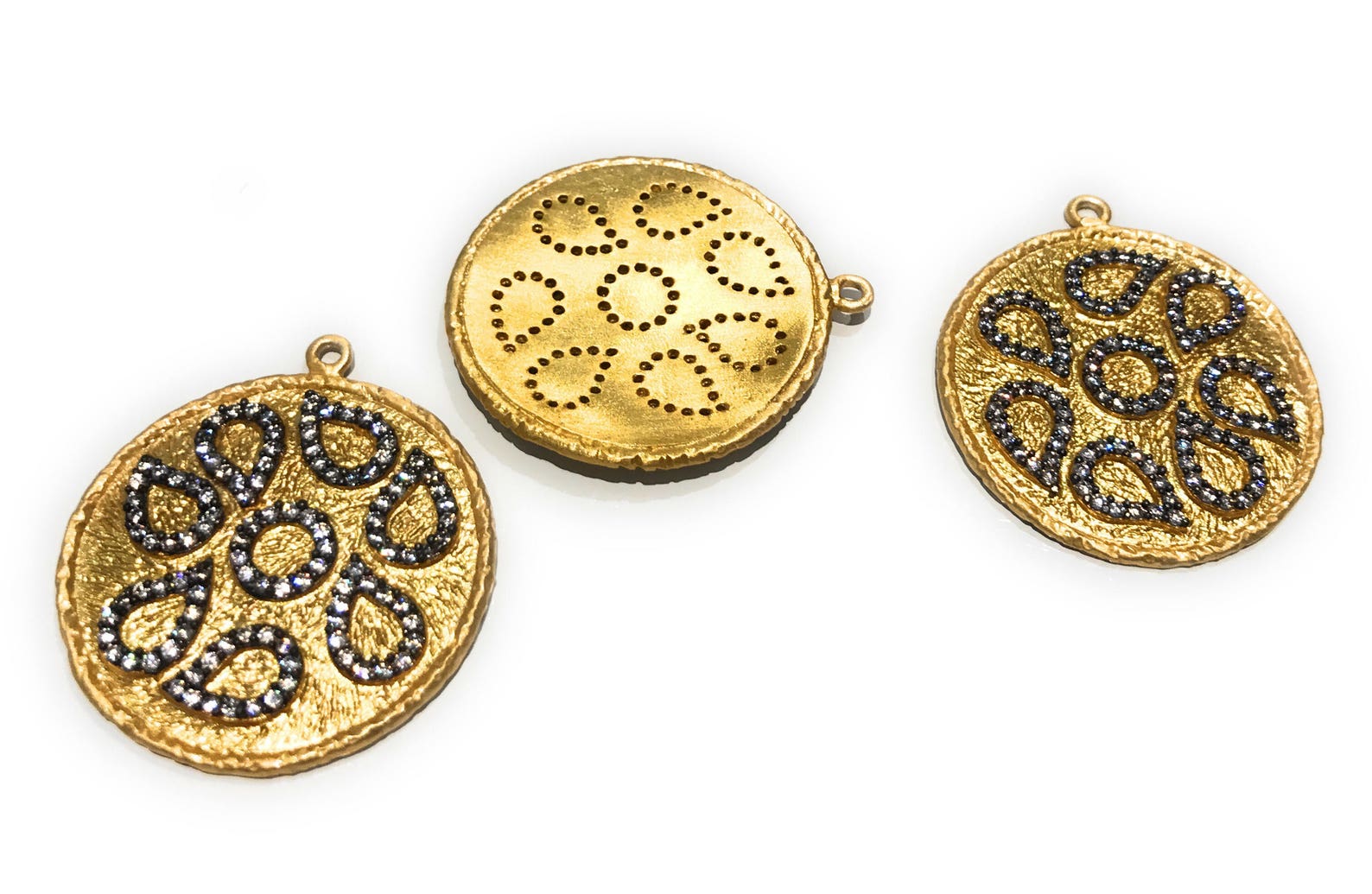 Gold Charms Large Charms Disc Charm Jewelry Supplies CZ - Etsy