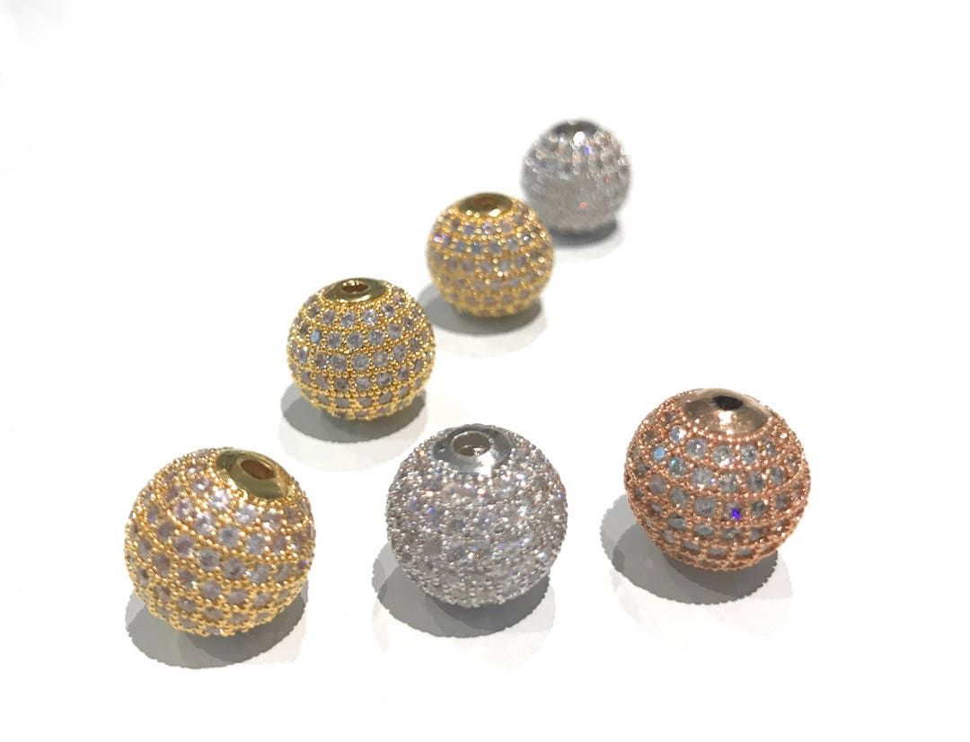 12mm Shamballa Beads, Spacer Beads, Pave Beads, CZ Micro Pave Beads ...