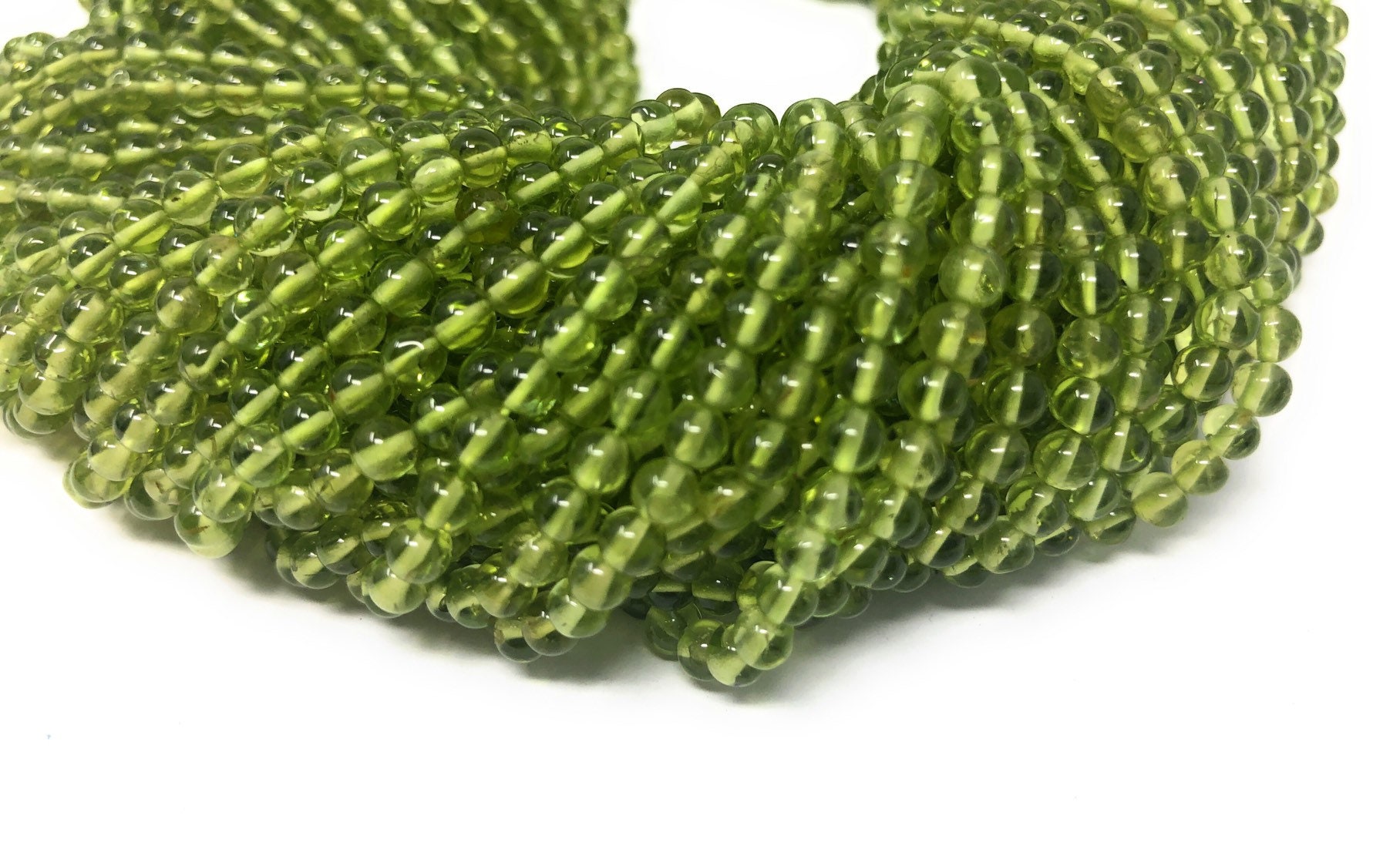 Natural Peridot Smooth Gemstone Beads Genuine Gemstone | Etsy