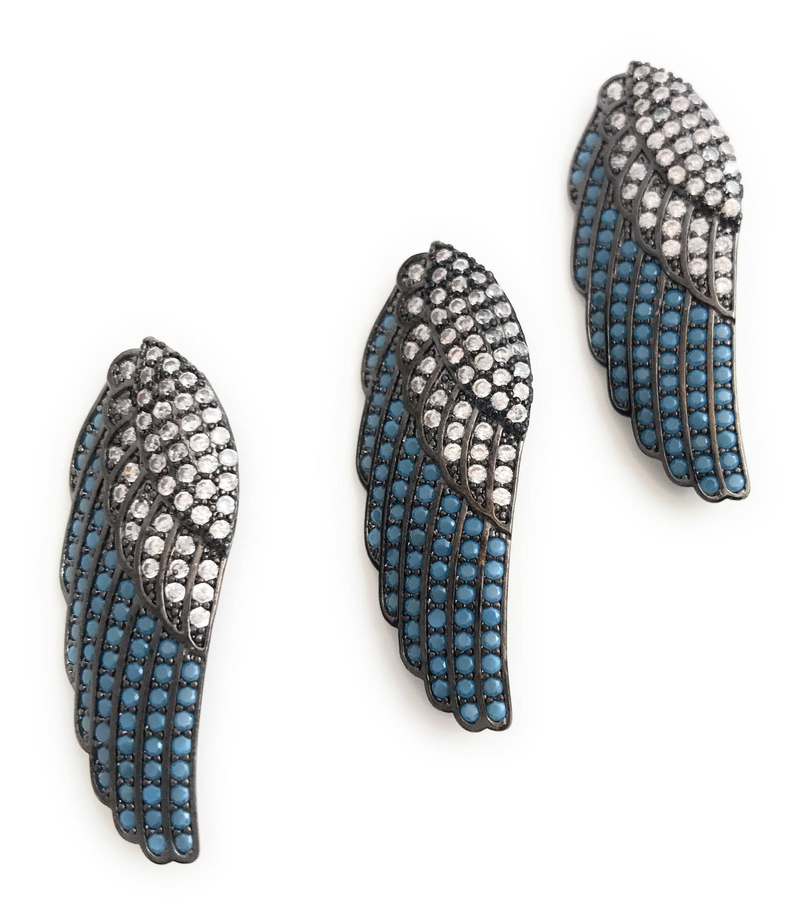 Wing Connector Feather Connector CZ Connector Turquoise - Etsy