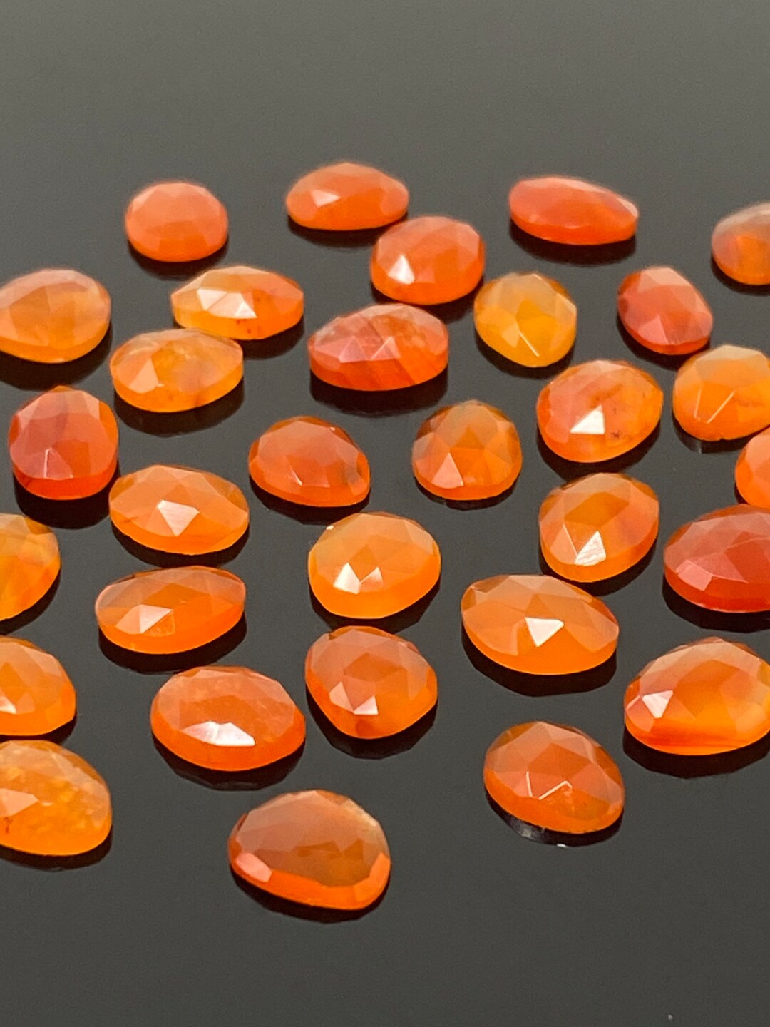 10 Pcs Natural Carnelian Rose Cut Cabochons, Loose Gemstones, Carnelian ...