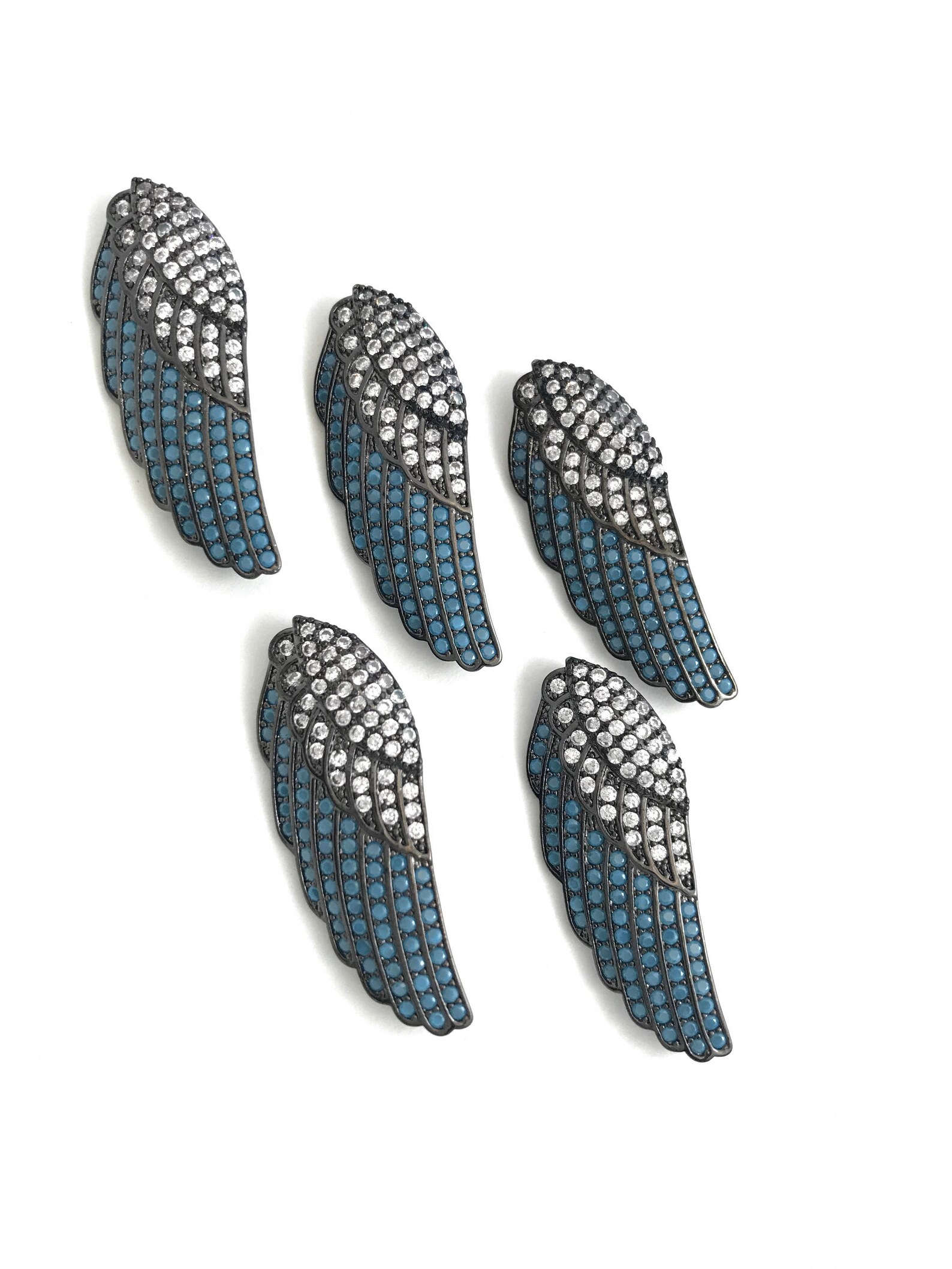 Wing Connector Feather Connector CZ Connector Turquoise - Etsy