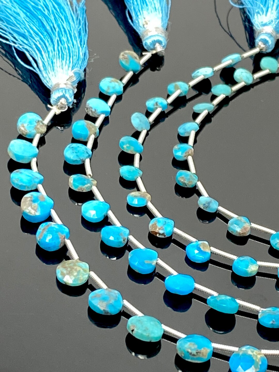 7” Turquoise Gemstone Heart Shape Beads, Arizona Turquoise Faceted ...