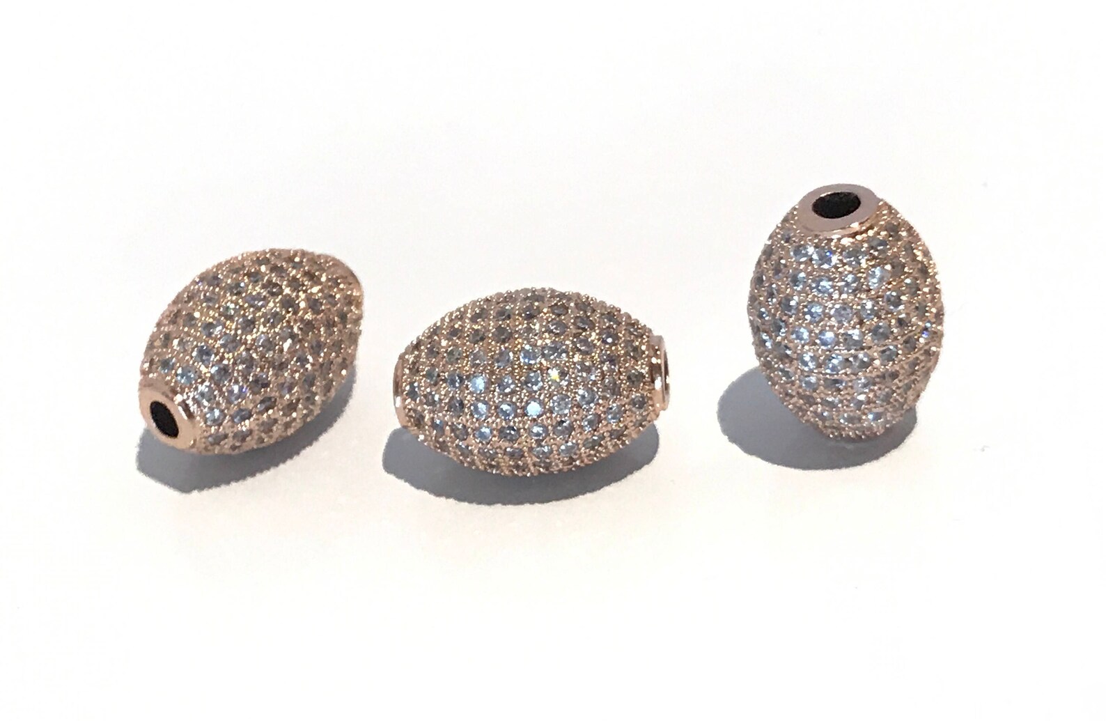 Oval Beads, Micro Pave Beads, CZ Pave Beads, Pave Spacer Beads, DIY ...