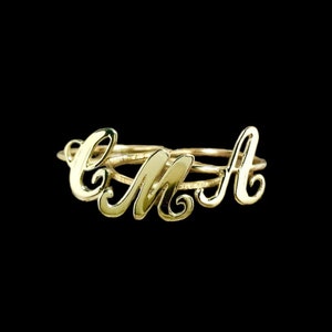 14k 10k Solid Gold Script Initial Ring Gold Alphabet Ring - Etsy