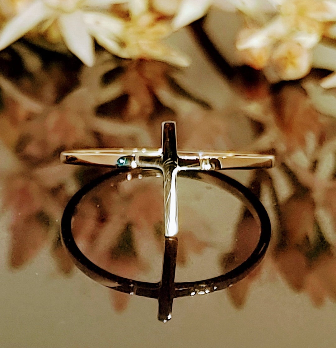 Solid 14k Gold Ring, Simple Cross Ring, 14k/10k Solid Gold Cross Ring ...