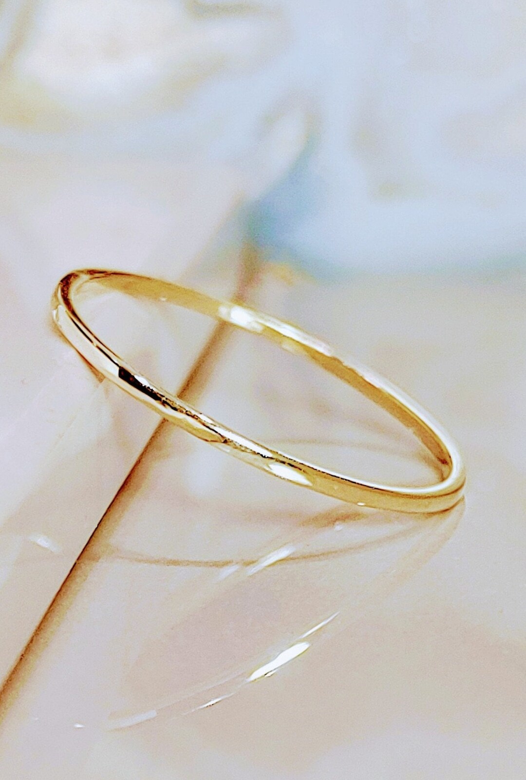 High Polished 14k Gold 1mm Ring, Gold Midi Ring, Gold Wedding Band ...
