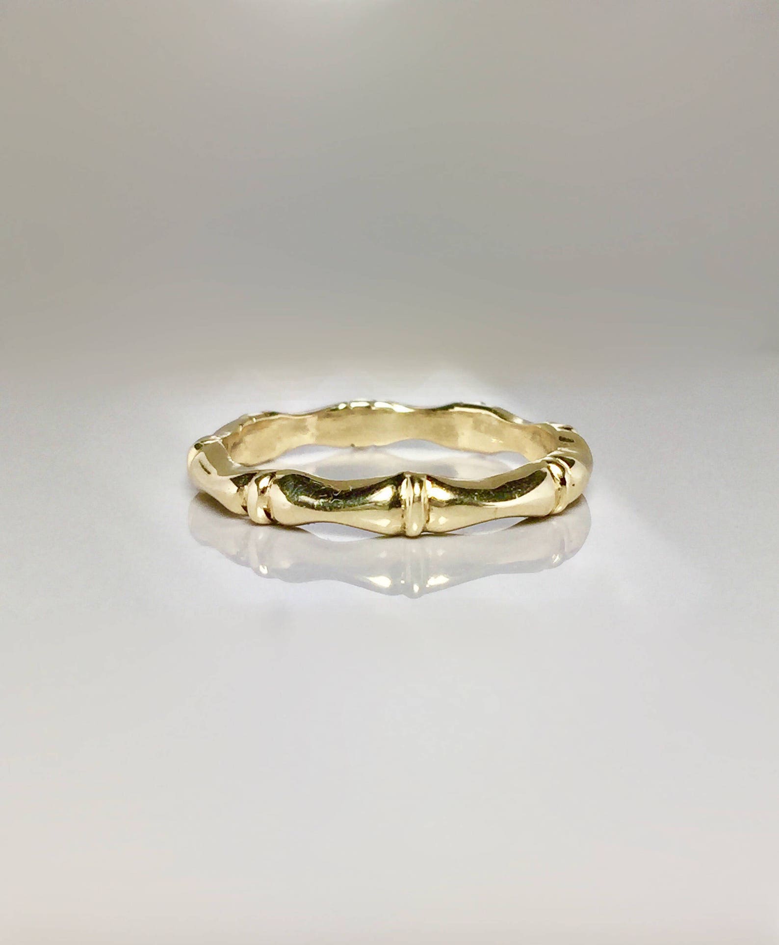 14k/10k Solid Gold Bamboo Rings Gold Couple Rings Gold - Etsy