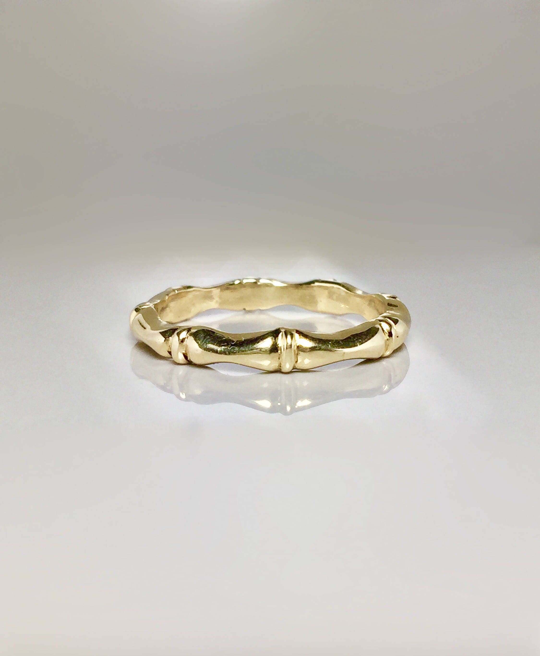 14k/10k Solid Gold Bamboo Rings Gold Couple Rings Gold - Etsy