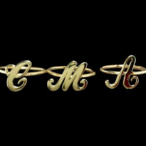 14k 10k Solid Gold Script Initial Ring Gold Alphabet Ring - Etsy
