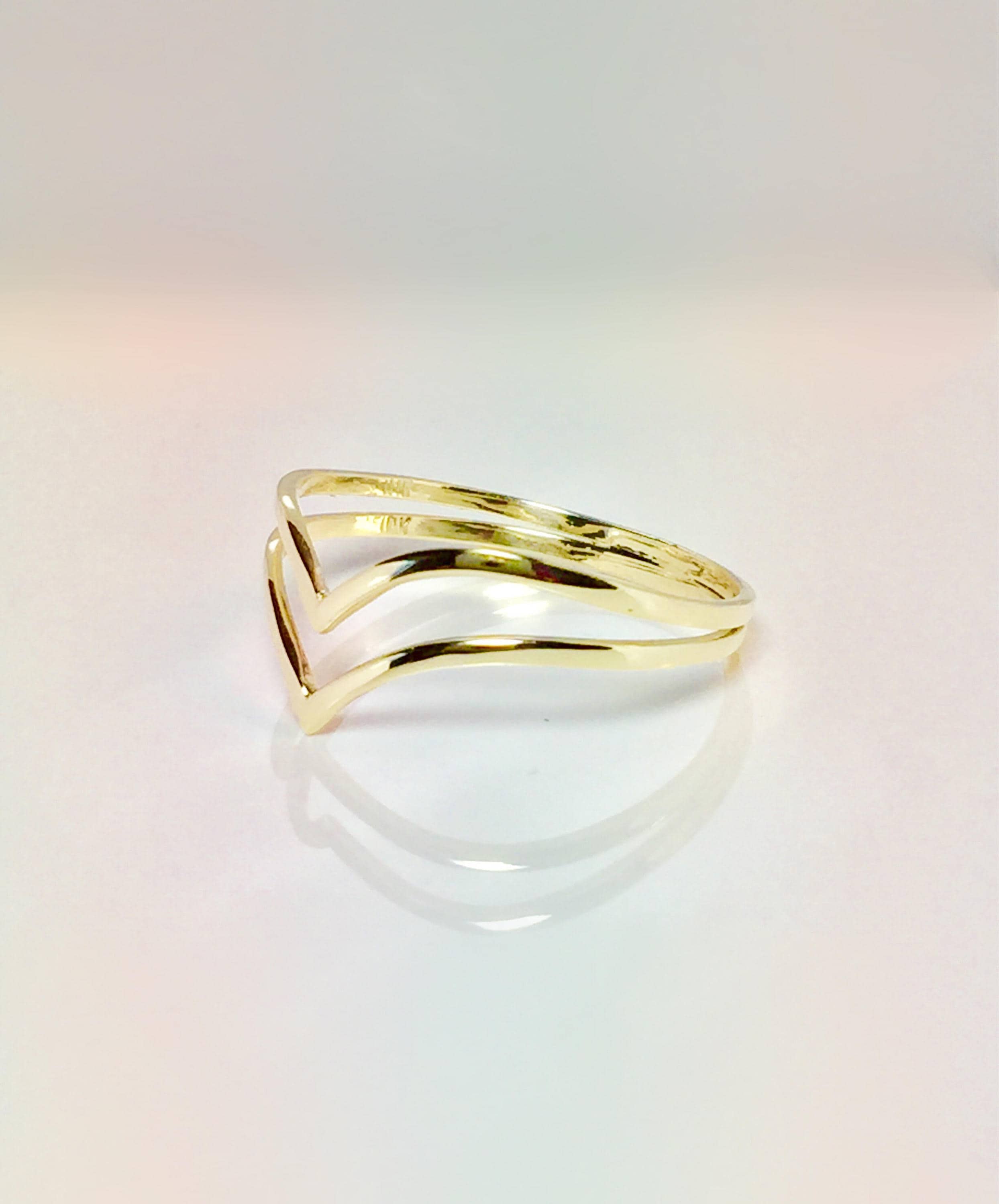14k/10k Gold Ladies Double V Chevron Ring Gold Pinky Ring - Etsy