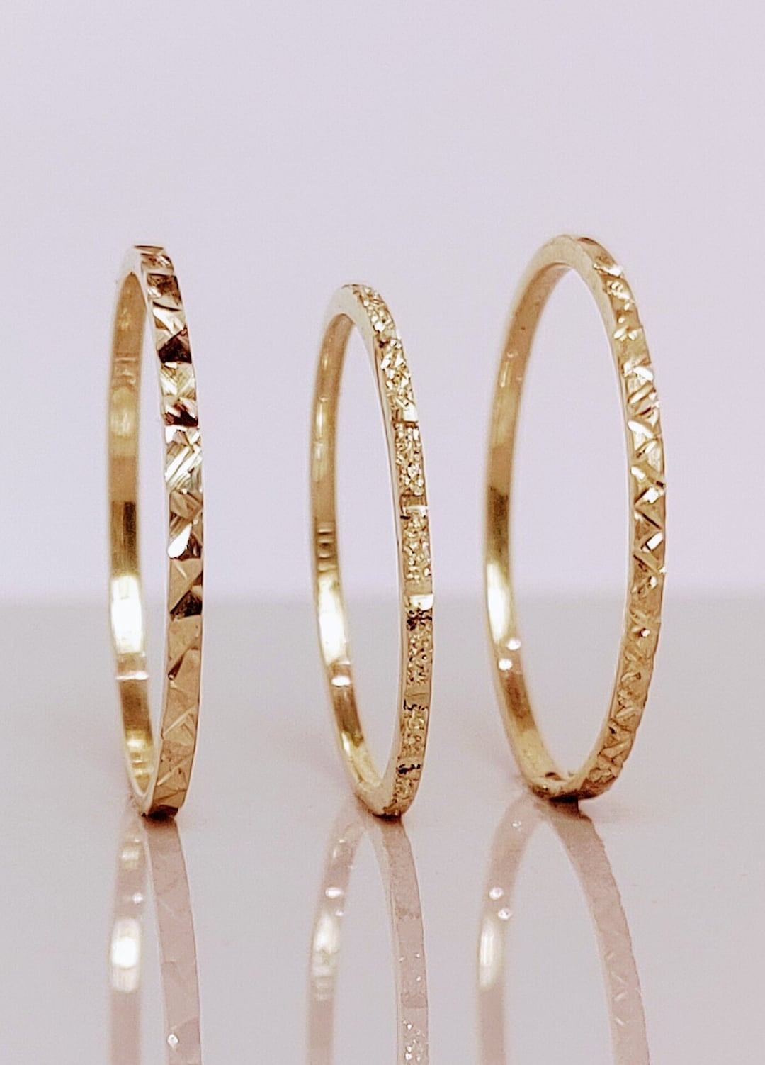Nugget Rings, 14k/10k Solid Gold Stacking Rings, Gold Pinky Rings, Thin ...