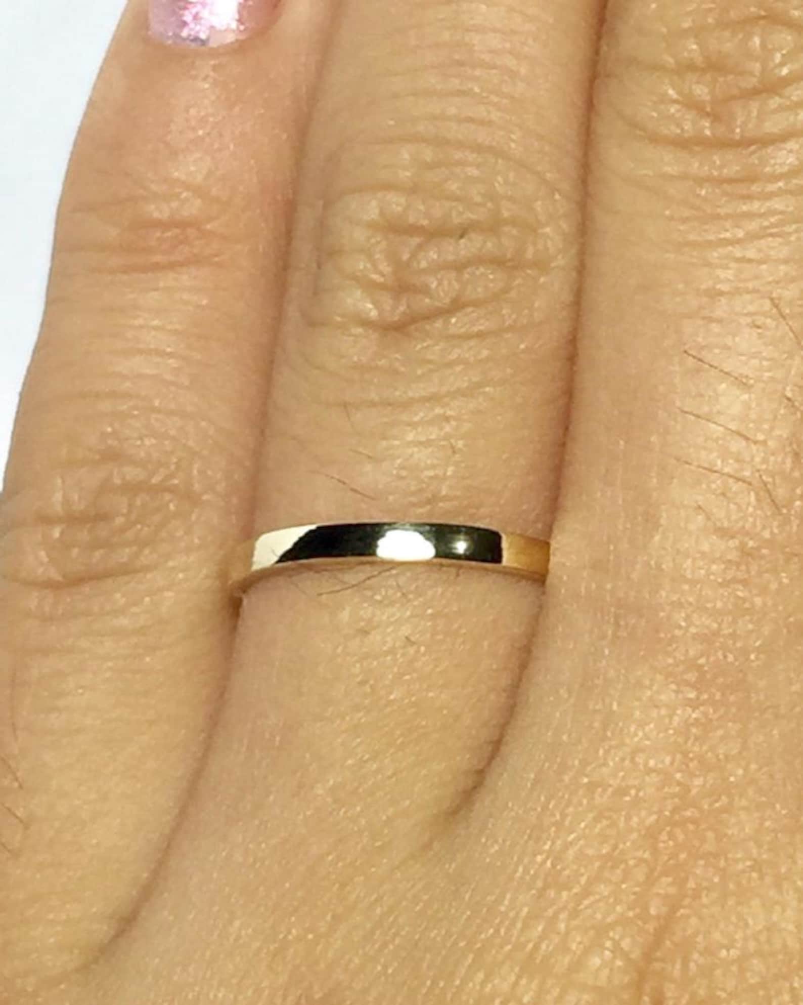 14k/10k Solid Gold Band, 1.5mm Plain Gold Band, Stack Ring, Gold ...