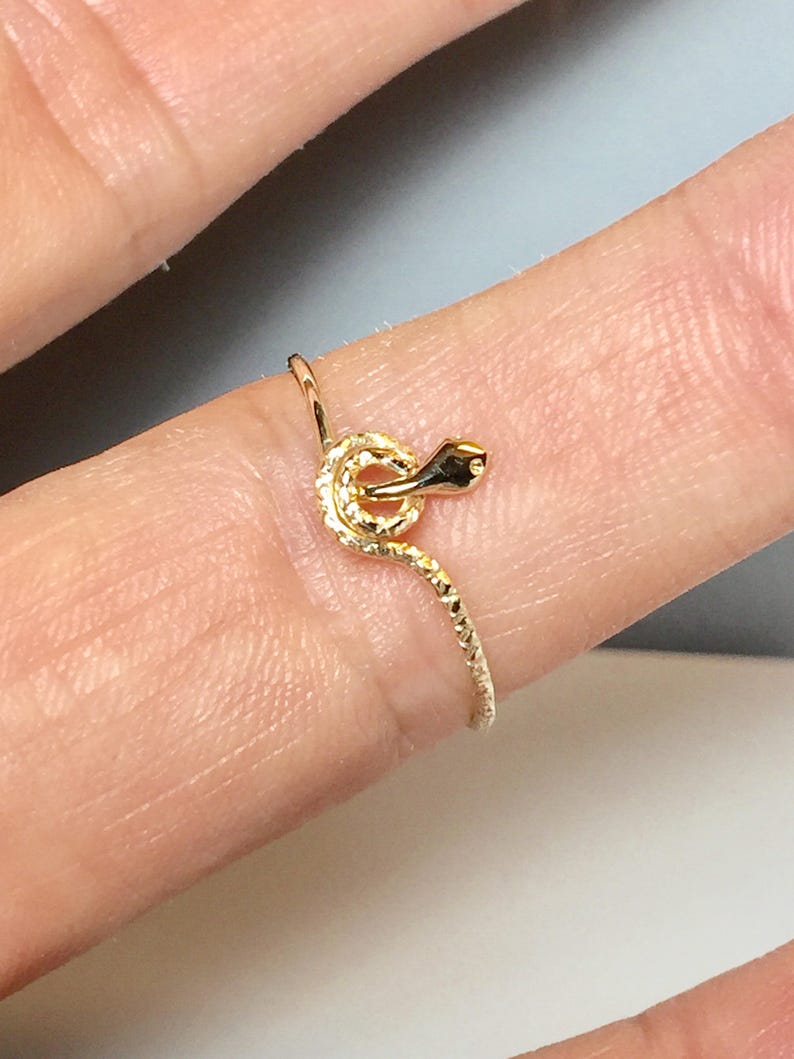 SALE 14k 10k Solid Gold Snake Ring Baby Snake Ring Tiny - Etsy