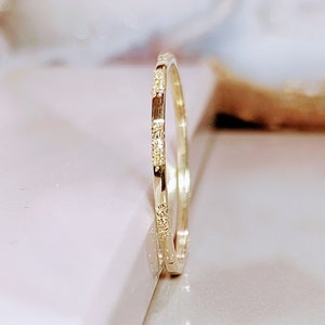 Stardust Ring, 14k/10k Solid Gold Diamond Cut Stacking Ring, Gold Midi ...