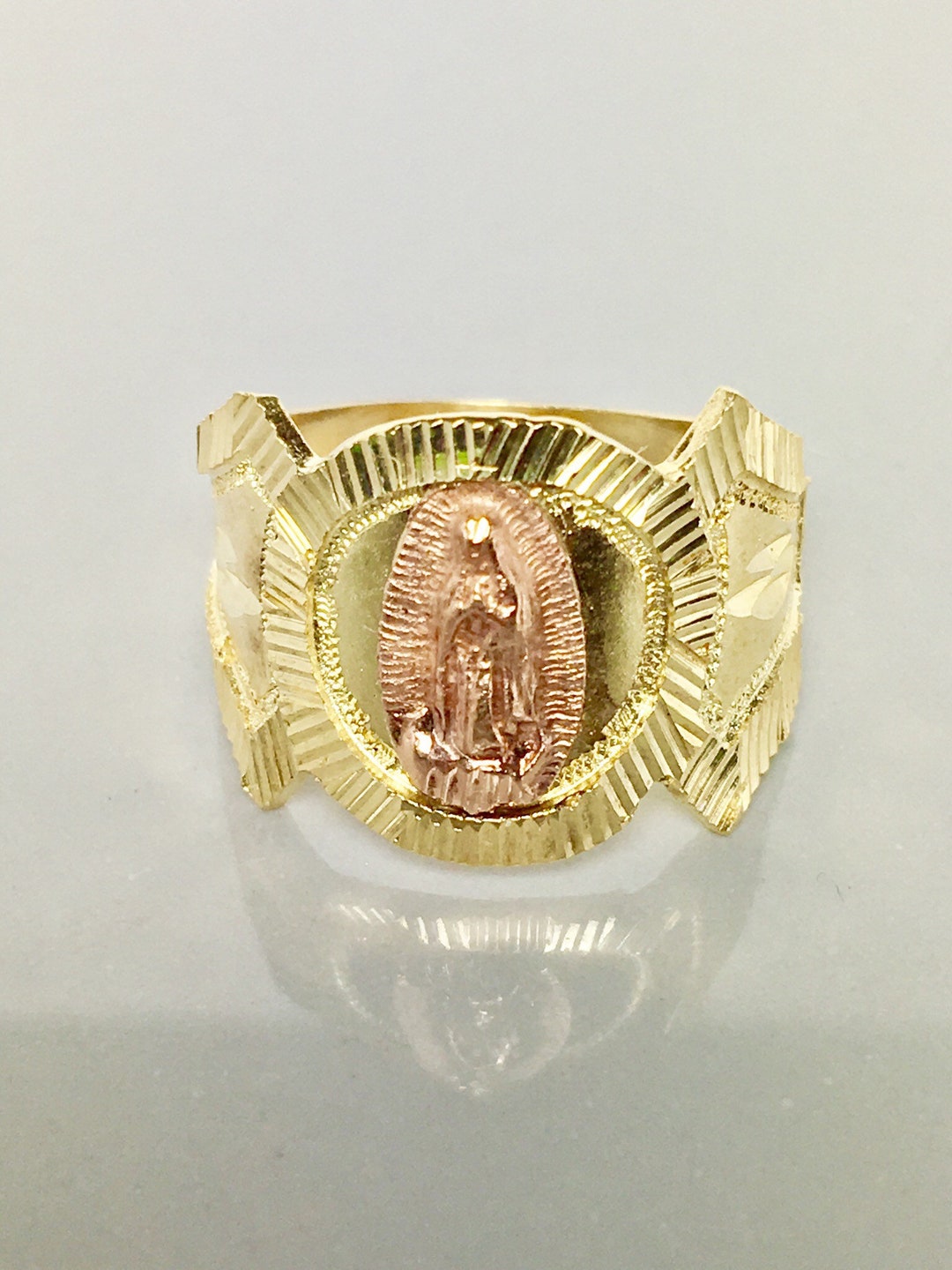 Solid Coin Face Gold Ring/ Mother Mary Gold Ring/ Virgin Mary - Etsy