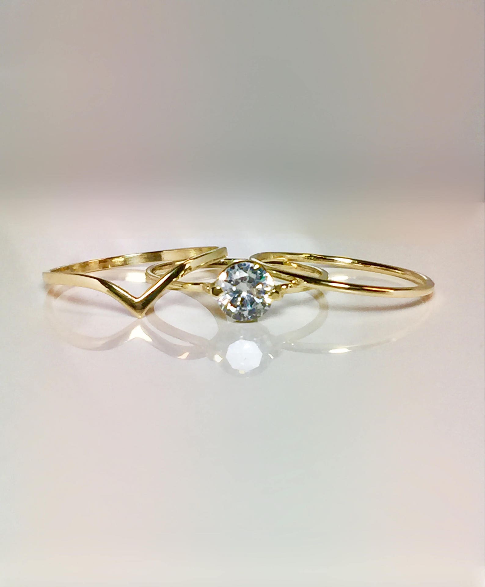 SALE 3PC Set 14k 10k Gold Ladies Wedding Promise Ring Gold - Etsy