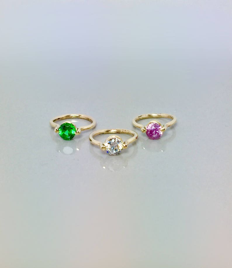14k 10k Solid Gold Baby Ring - Birthstone Ring Charms - 14k Tiny Baby ...