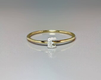 14k 10k Solid Gold Script Initial Ring Gold Alphabet Ring