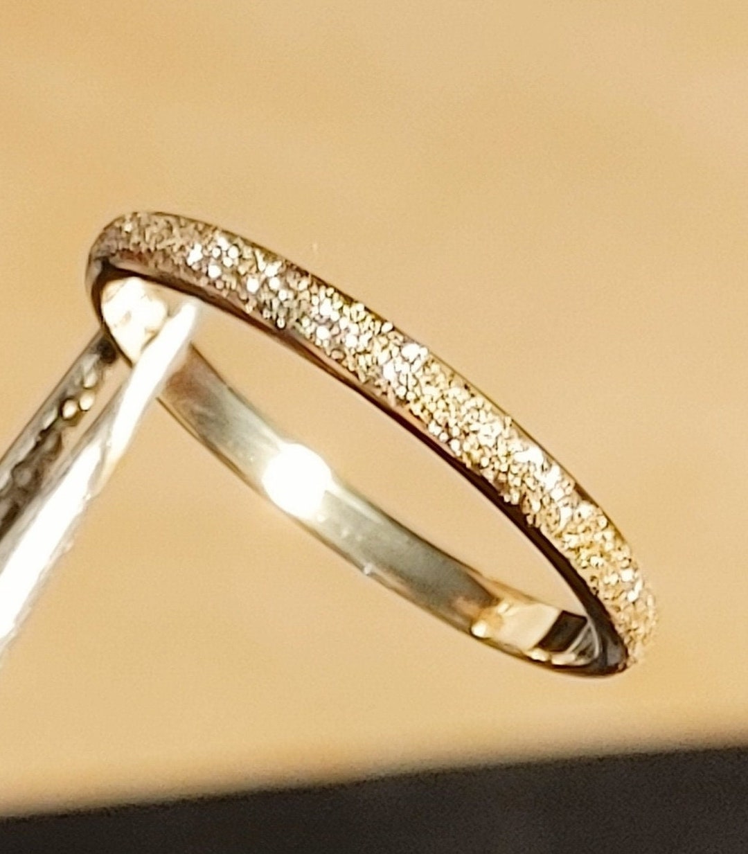 Stardust Eternity Band, Solid 10k/14k Gold Wedding Band, Stardust Thumb ...