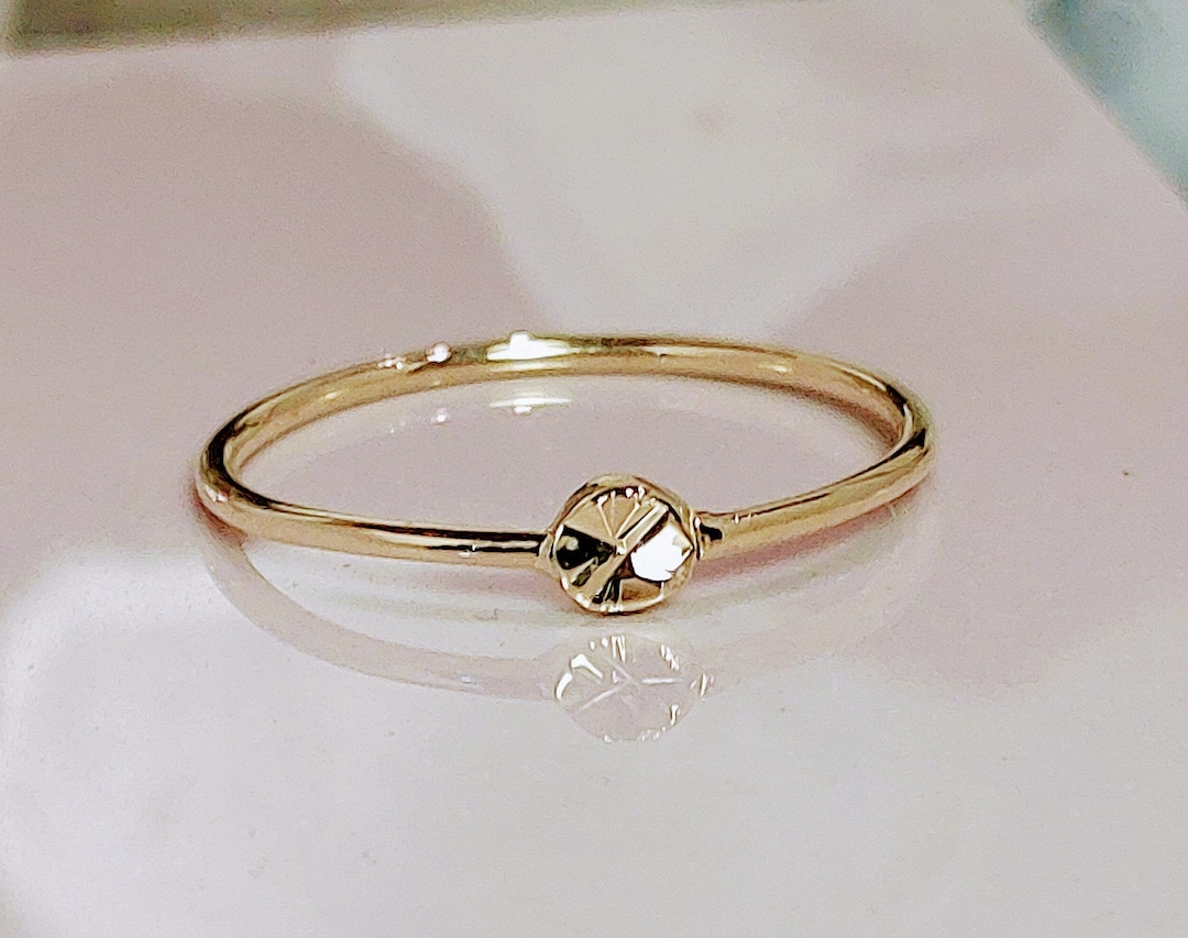 Diamond Cut 14k/10k Real Solid Gold Ring - Gold Stardust Ring ...