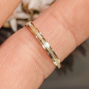 Solid 14k Gold, 2mm 14K/10K Real Solid Gold Stardust Ring, Gold Wedding ...